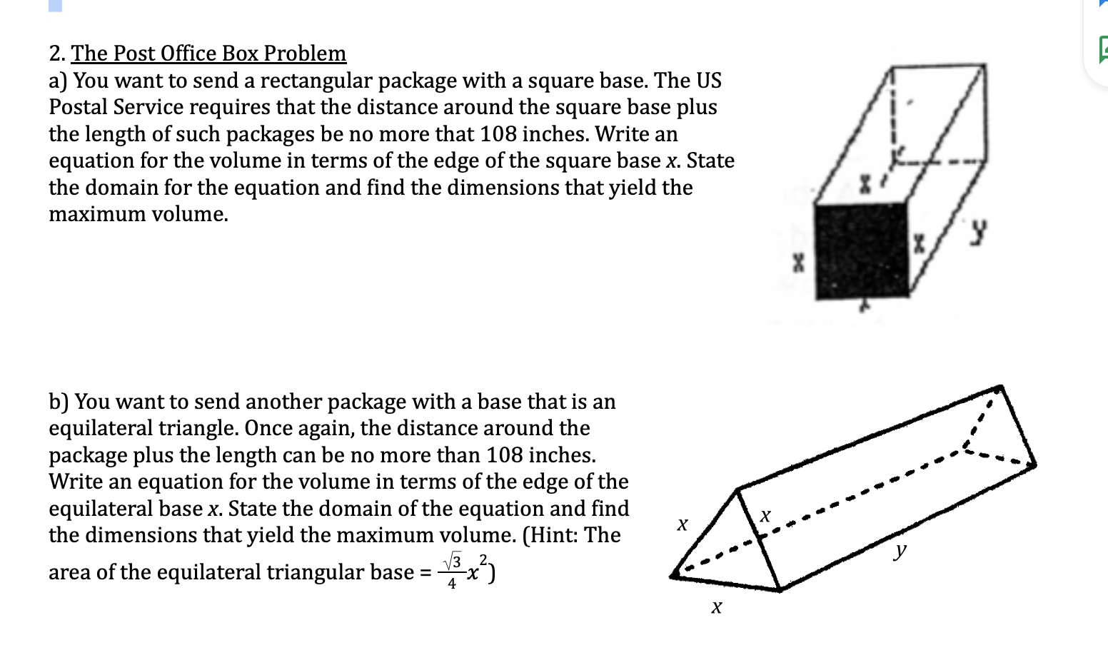 Solved 2. The Post Office Box Problem a) You want to send a | Chegg.com