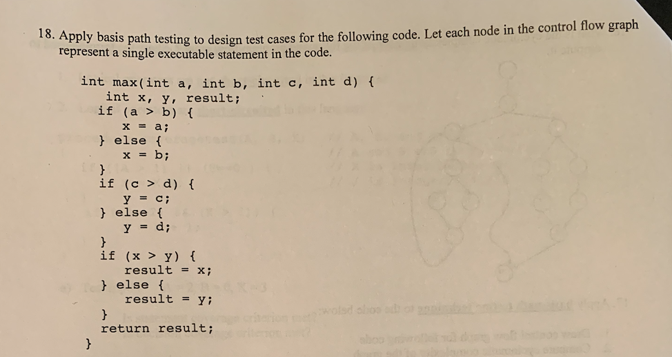 18. Apply basis path testing to design test cases for | Chegg.com