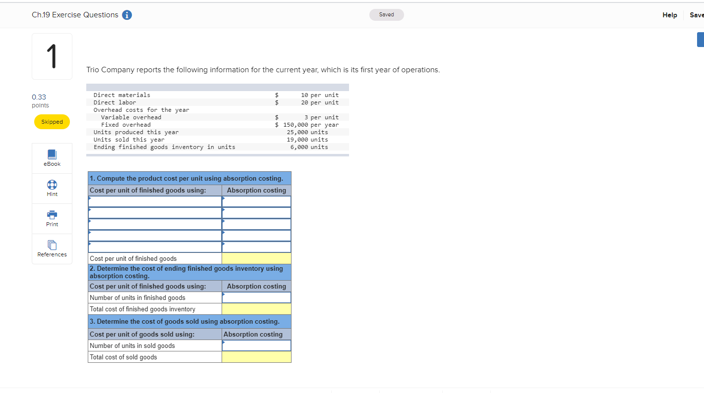 Solved rio Company reports the following information for the | Chegg.com