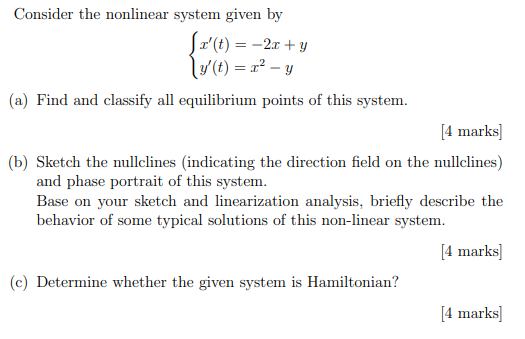 [Solved]: Consider the nonlinear system given by Sr'