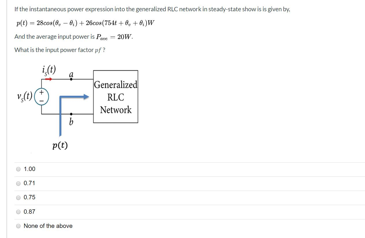 Solved If the instantaneous power expression into the | Chegg.com