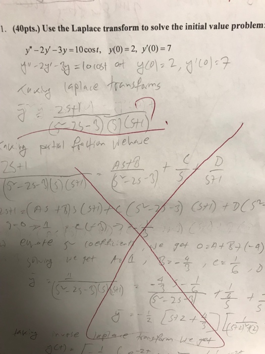 Solved 1. (40pts.) Use the Laplace transform to solve the | Chegg.com