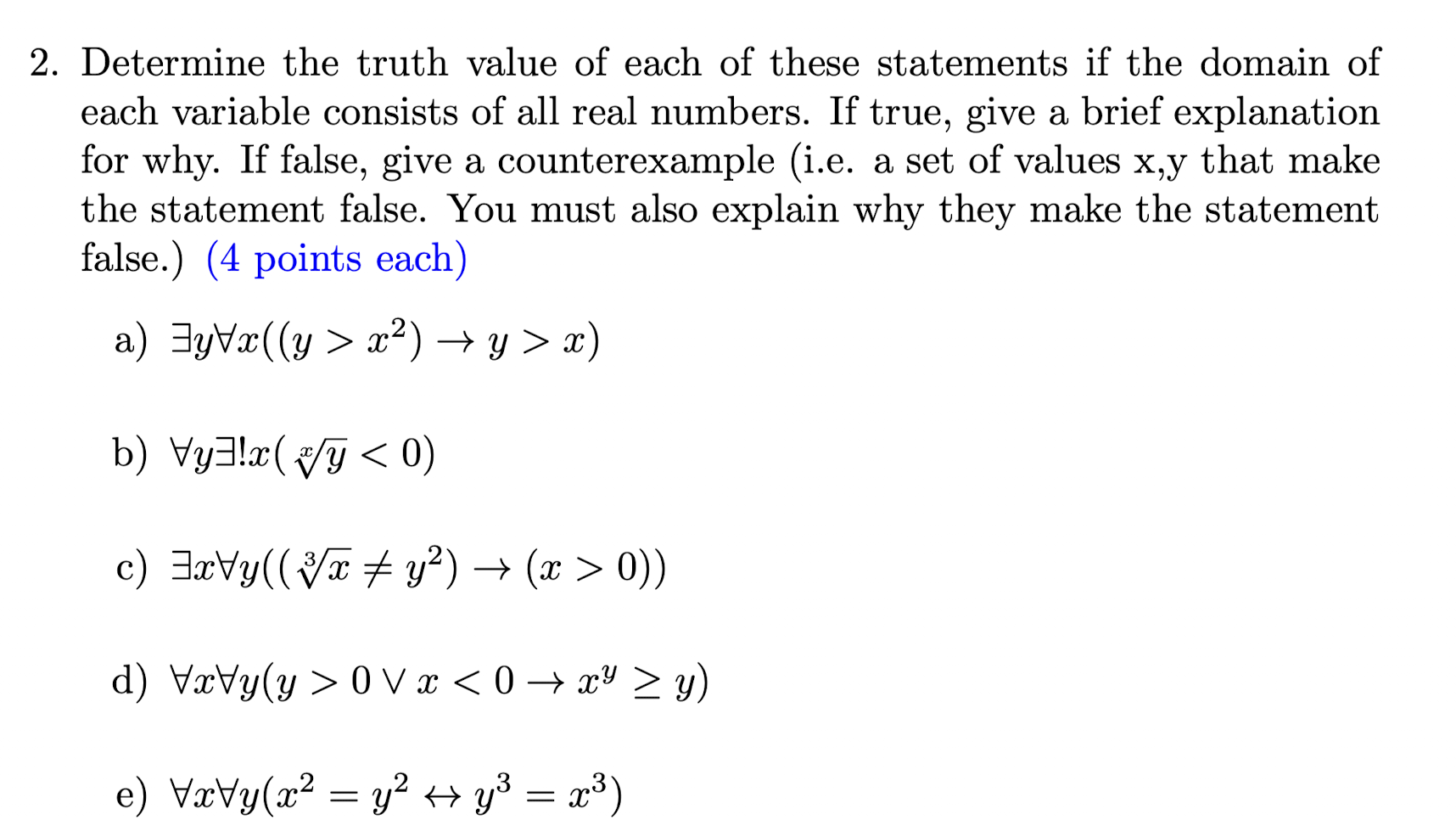 Solved Determine The Truth Value Of Each Of These Statements