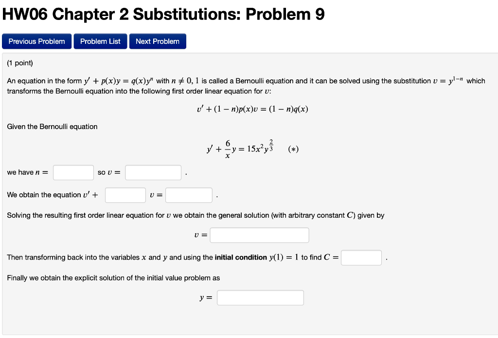 Solved HW06 Chapter 2 Substitutions: Problem 9 (1 point) An | Chegg.com