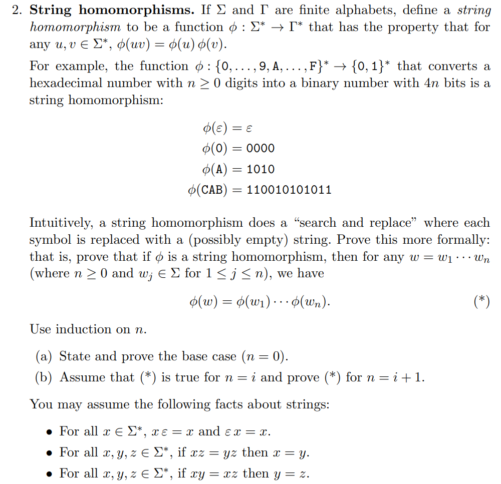 Solved String homomorphisms. If Σ and Γ are finite | Chegg.com