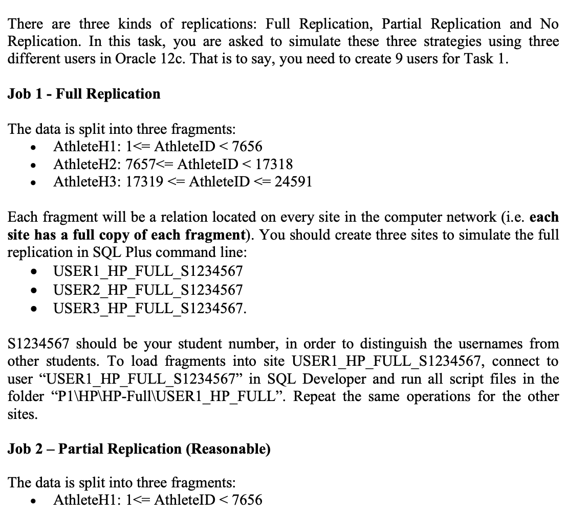 Solved Horizontal Fragmentation We provide you with an | Chegg.com
