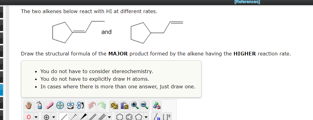 Solved [References] The two alkenes below react with HI at | Chegg.com