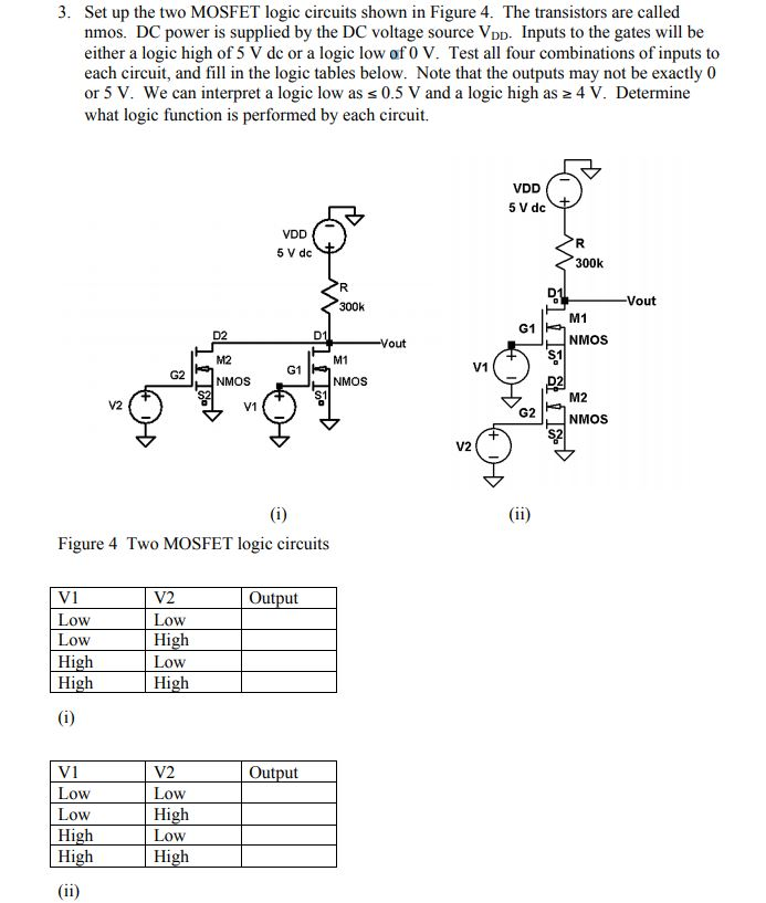 Solved 3. Set up the two MOSFET logic circuits shown in | Chegg.com