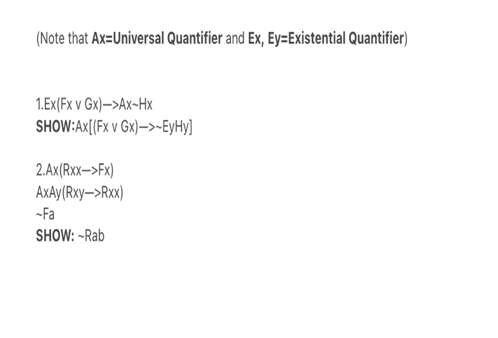 (Note that Ax=Universal Quantifier and Ex, | Chegg.com