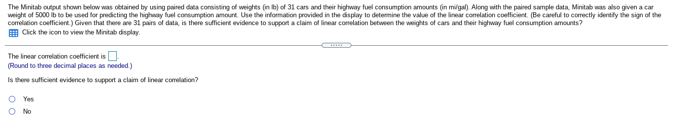 Solved The Minitab output shown below was obtained by using | Chegg.com
