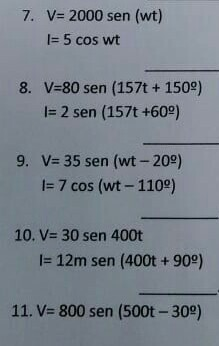 7. V 2000 sen (wt) 5 cos wt - V-80 sen (157t + 1509) | Chegg.com