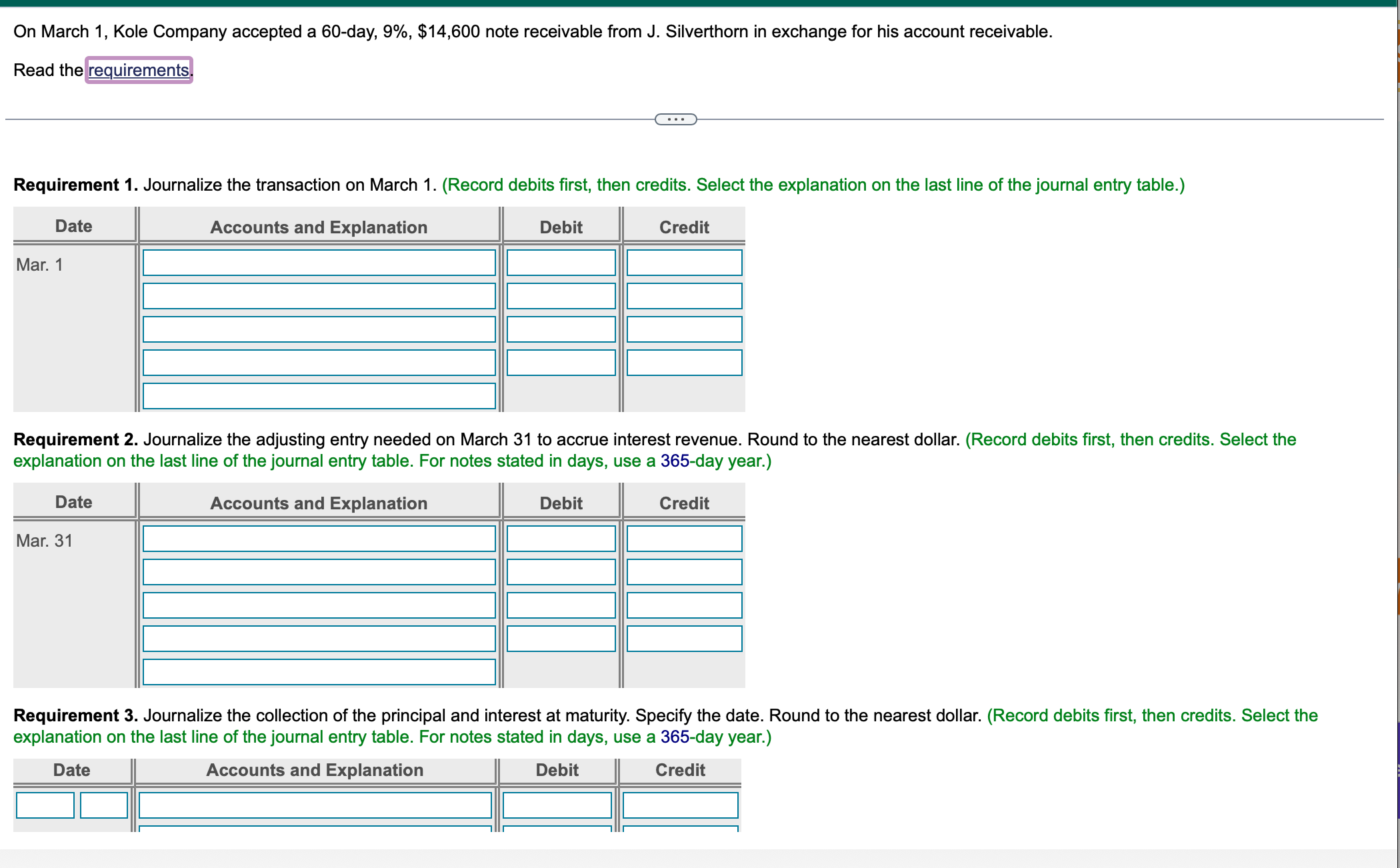 Solved On March 1, Kole Company accepted a 60-day, | Chegg.com