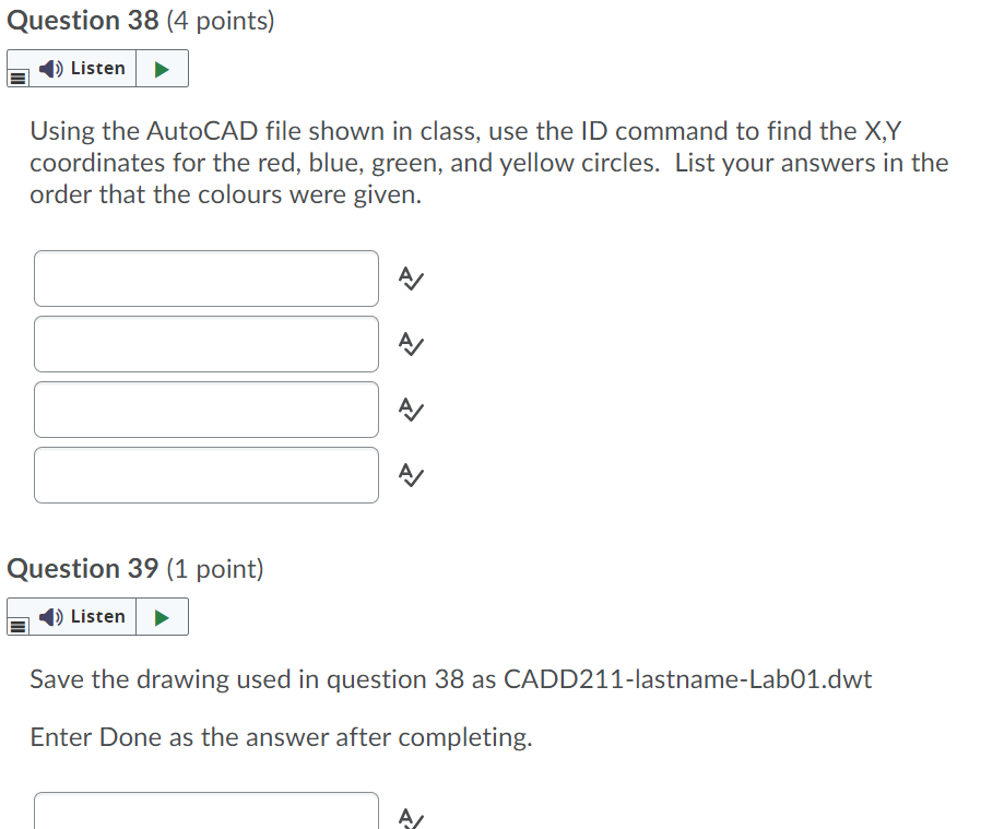 Solved The AutoCAD Interface | Part 3, Questions 34-52 - | Chegg.com