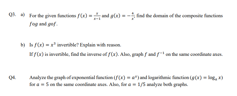 Solved Q3 A For The Given Functions F X And G X Find