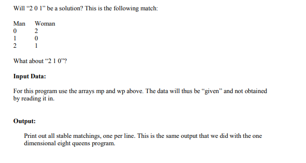 Solved CS211 Programming Problem Stable Marriage Using | Chegg.com