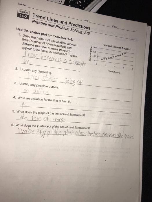 Solved Name LESSO Trend Lines and Predictions Practice and | Chegg.com