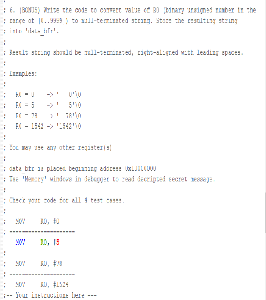 Solved ; 6. (BONOS) Write the code to convert value of RO | Chegg.com