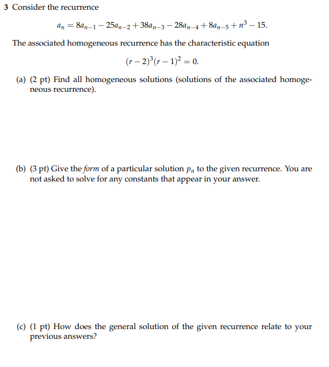 Solved 3 Consider the recurrence | Chegg.com