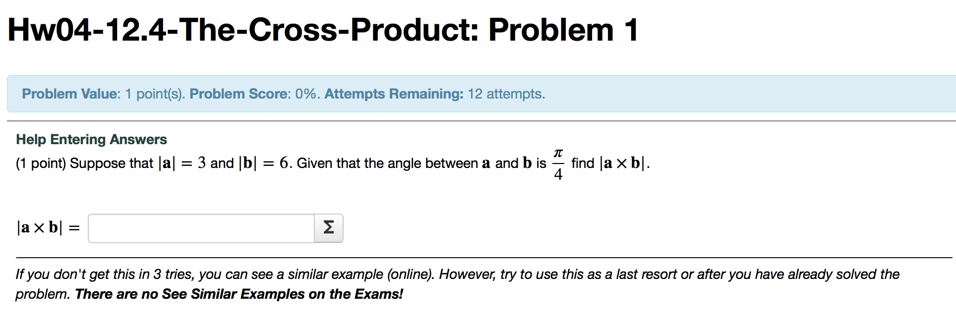 Solved Hw03-12.3-The-Dot-Product: Problem 6 Problem Value: 1 | Chegg.com