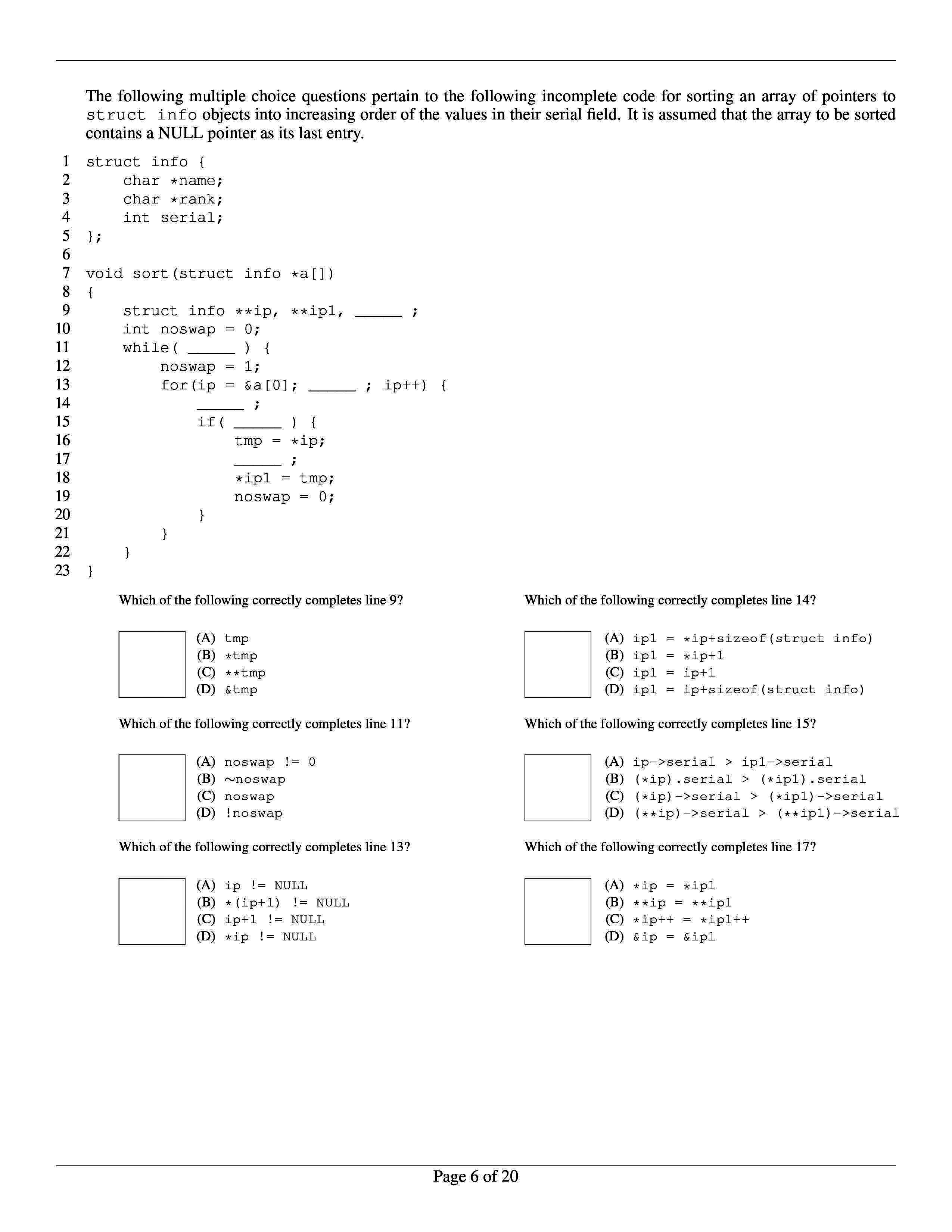 Solved The following multiple choice questions pertain to | Chegg.com