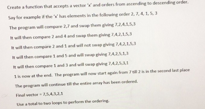Solved Create a function that accepts a vector 'x' and | Chegg.com