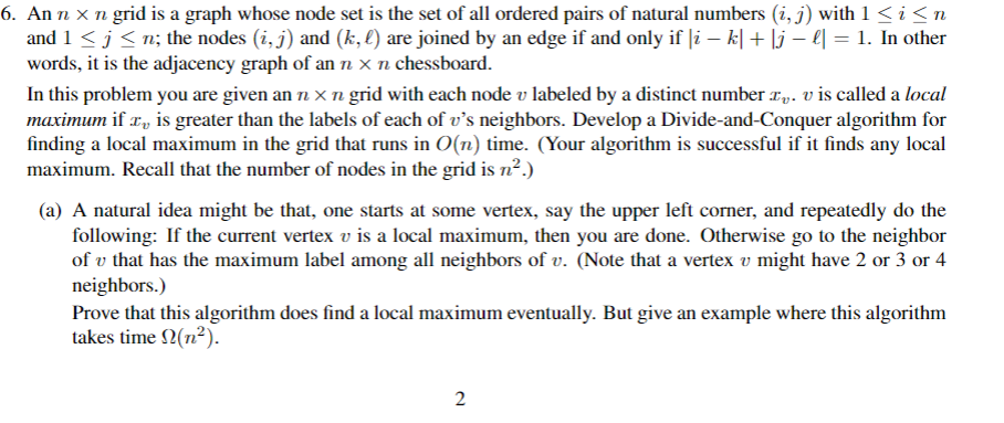 Solved 6. An n x n grid is a graph whose node set is the set | Chegg.com