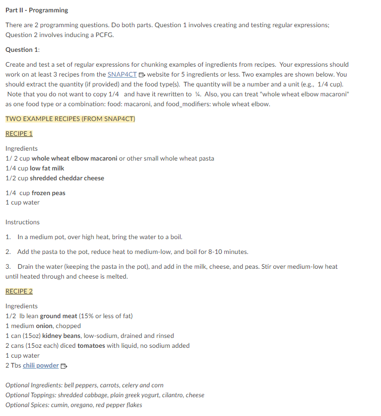 Part II - Programming There are 2 programming | Chegg.com