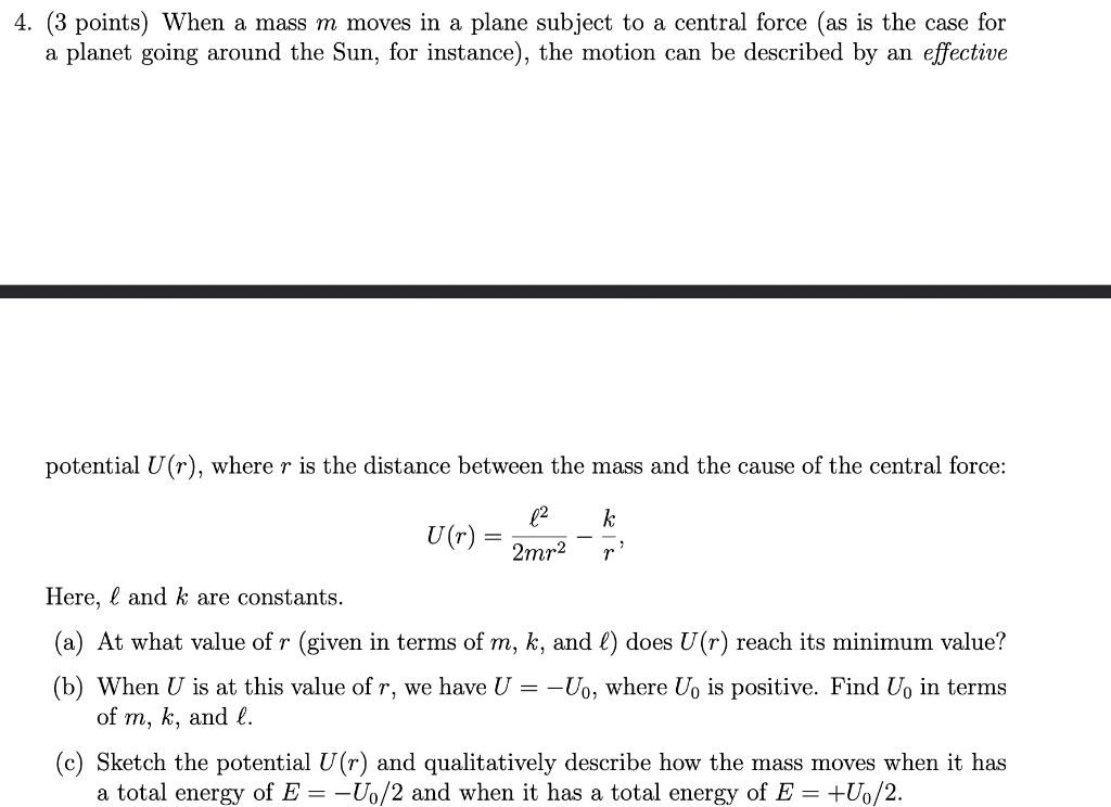 Solved 4. (3 points) When a mass m moves in a plane subject | Chegg.com