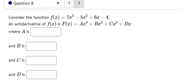 Solved Consider the function f(x)=7x3−5x2+6x−4. An | Chegg.com