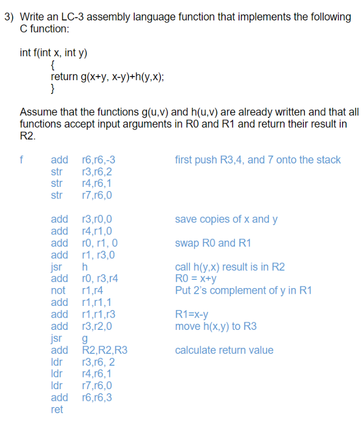 Solved 3) Write an LC-3 assembly language function that | Chegg.com Solved 3) Write an LC-3 assembly language function that | Chegg.com