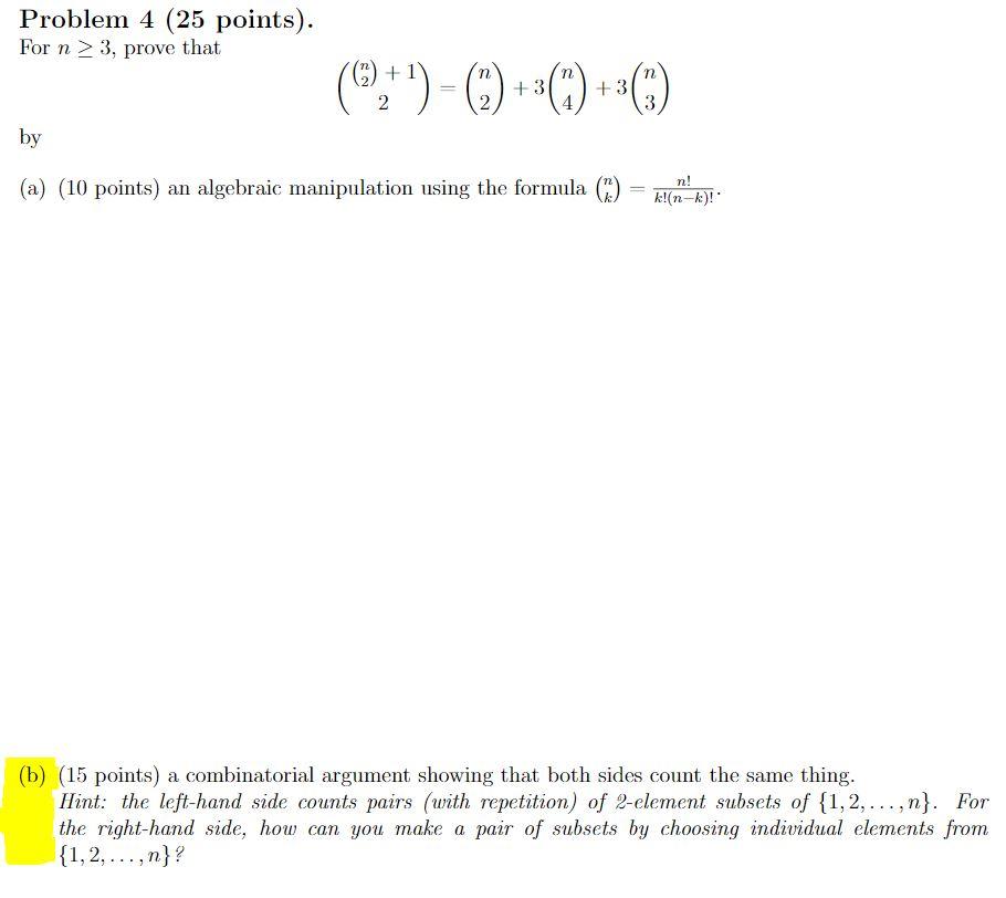 Solved Problem 4 (Part B). For n > 3, prove that | Chegg.com