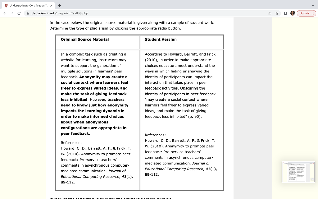 Please help! Which of the following is true for the | Chegg.com