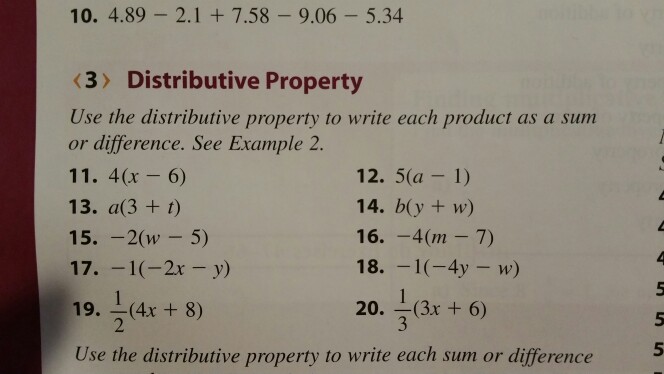 Solved 10. 4.89 2.1+7.58 -9.06 5.34 3) Distributive Property | Chegg.com