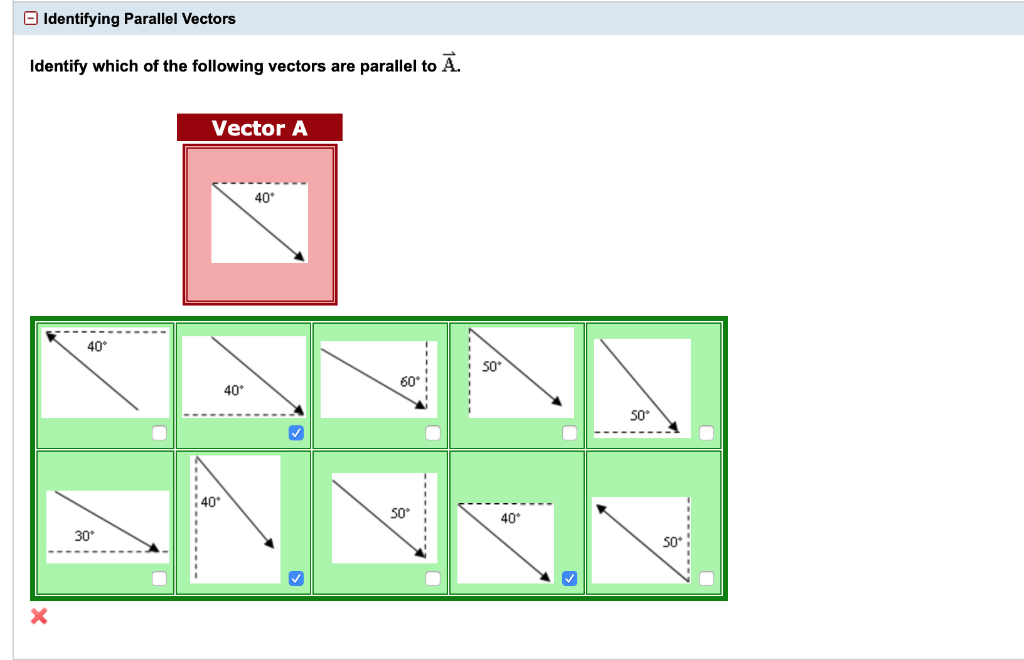 Solved O Identifying Parallel Vectors Identify Which Of The