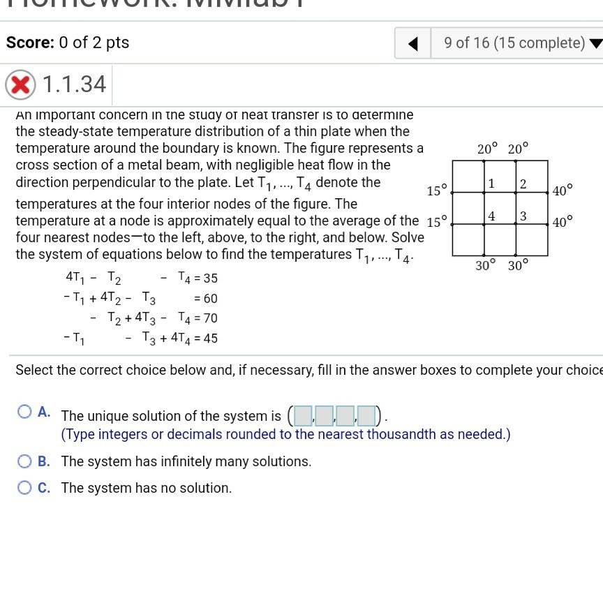 Solved Score: 0 of 2 pts 9 of 16 (15 complete) X) 1.1.34 An | Chegg.com