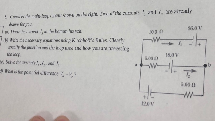 Solved 8. Consider the multi-loop circuit shown on the | Chegg.com