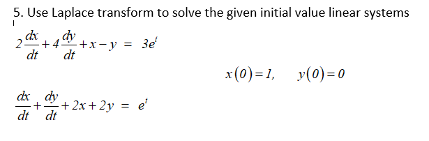 Solved 5. Use Laplace transform to solve the given initial | Chegg.com