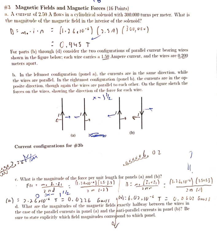 Solved #3 Magnetic Fields and Magnetic Forces (16 Points) a. | Chegg.com