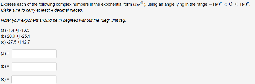Solved Express each of the following complex numbers in the | Chegg.com