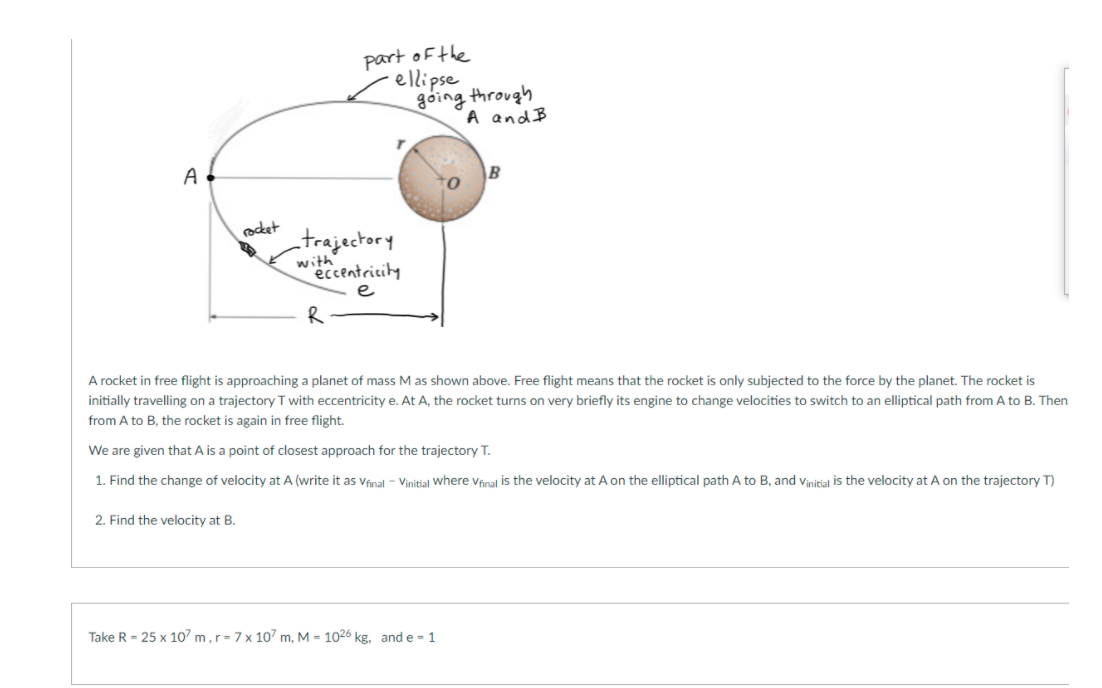 Solved part of the ellipse going through A and B А B rocket | Chegg.com