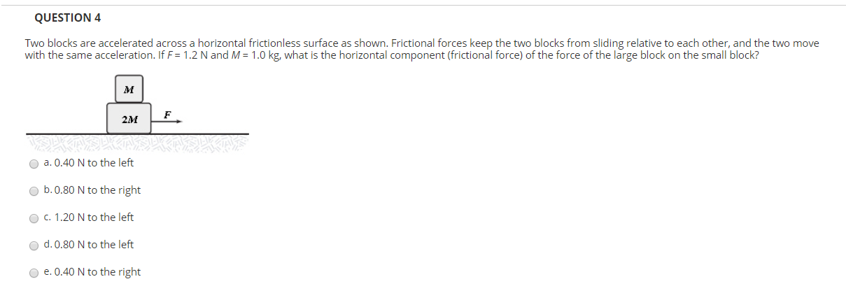 Solved QUESTION 4 Two blocks are accelerated across a | Chegg.com