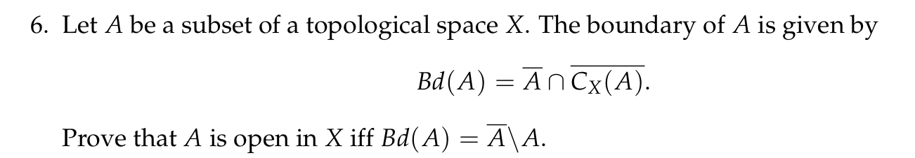 Solved Let A be a subset of a topological space X. The | Chegg.com