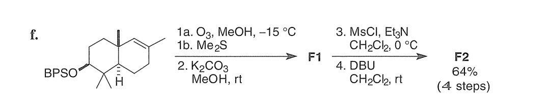 Solved f. 1a. O3, MeOH, -15 °C 1b. Mezs > F1 2. K2CO3 MeOH, | Chegg.com