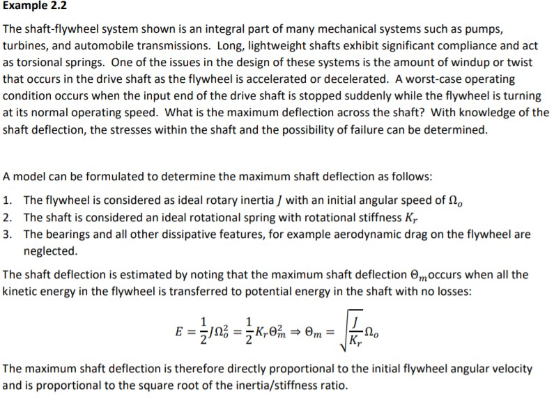 Example 2.2 The shaft-flywheel system shown is an | Chegg.com