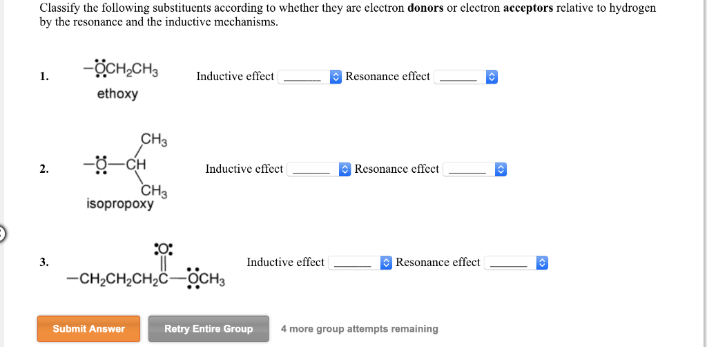 Solved Classify the following substituents according to | Chegg.com