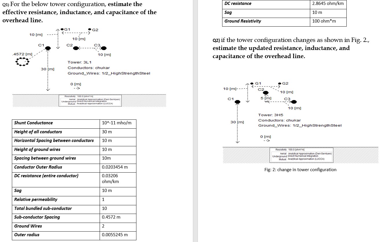 Solved Q1) ﻿For the below tower configuration, estimate | Chegg.com