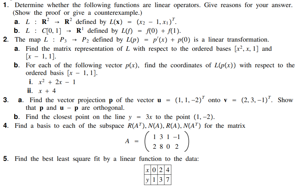 Solved = = 1. Determine whether the following functions are | Chegg.com