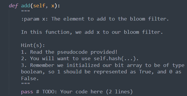 Solved I just need the code for the functions "def add(self, | Chegg.com