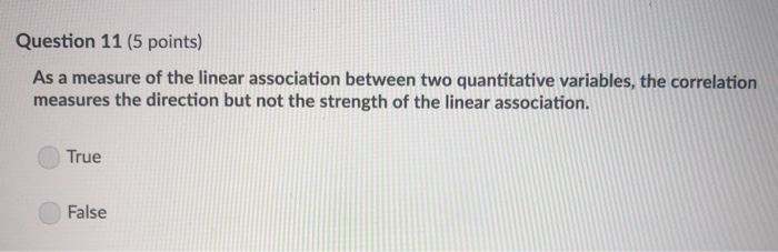 Solved Question 11 (5 points) As a measure of the linear | Chegg.com