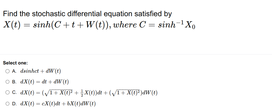 Solved Find the stochastic differential equation satisfied | Chegg.com